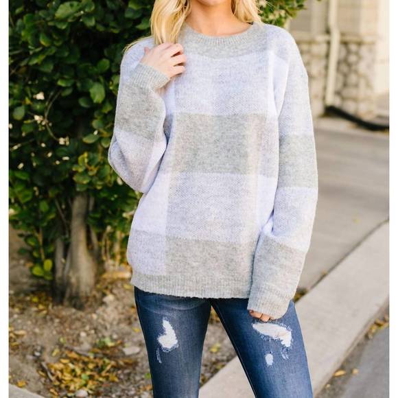 Wanna B | Sweaters | New Wanna B Large And In Charge Plaid Pullover In ...